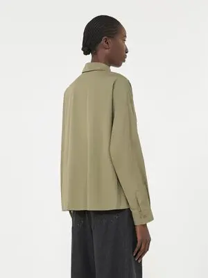Max Mara Asymmetrical Cotton Poplin Shirt - Kaki