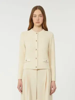 Max Mara Cropped Links-stitch Cotton Cardigan - Ecru