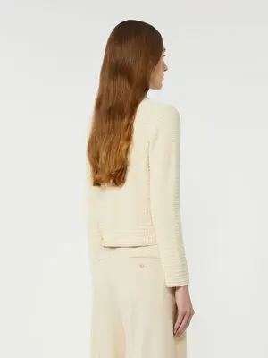 Max Mara Cropped Links-stitch Cotton Cardigan - Ecru