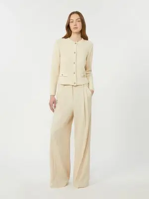 Max Mara Cropped Links-stitch Cotton Cardigan - Ecru