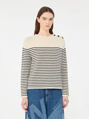 Max Mara Relaxed-fit Cotton-blend Sweater - Navy