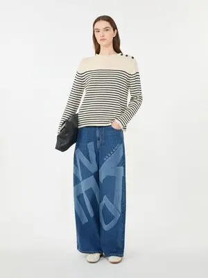 Max Mara Relaxed-fit Cotton-blend Sweater - Navy
