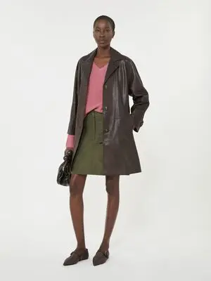 Max Mara Nappa Leather Midi Overcoat