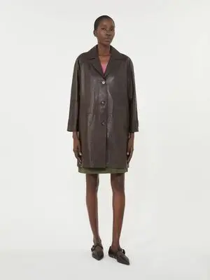 Max Mara Nappa Leather Midi Overcoat