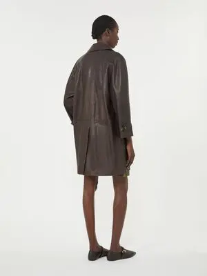 Max Mara Nappa Leather Midi Overcoat