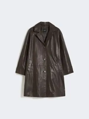 Max Mara Nappa Leather Midi Overcoat