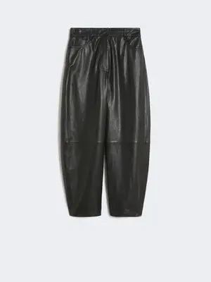 Max Mara Leather Barrel-leg Trousers