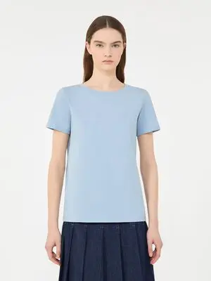 Max Mara Basic Cotton Jersey T-shirt - Light Blue