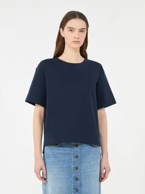 Max Mara Cotton Jersey Boxy T-shirt - Navy
