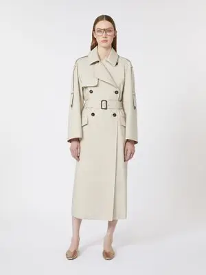 Max Mara Wide Water-repellent Twill Trench Coat - Natural