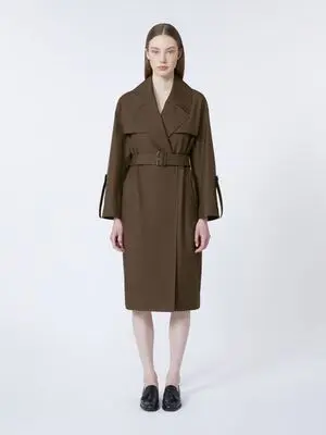 Max Mara Belted Water-repellent Twill Trench Coat - Chocolate