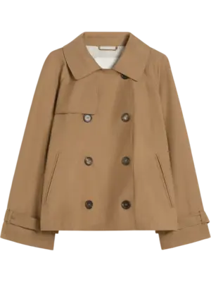 Max Mara Short Water-repellent Twill Trench Coat - Brown