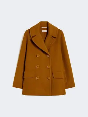 Max Mara Wool Broadcloth Pea Coat - Mustard