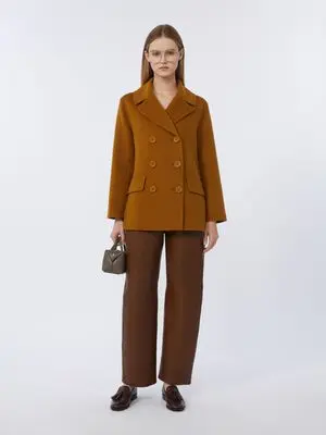 Max Mara Wool Broadcloth Pea Coat - Mustard