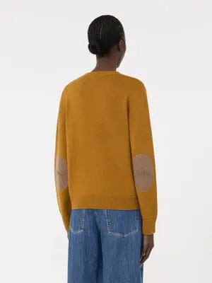 Max Mara Wool And Cashmere Sweater With Knitted Patches - Mustard