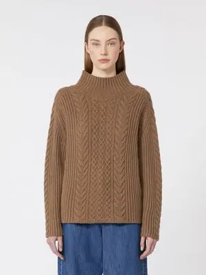 Max Mara Cable-knit Wool And Cashmere Sweater - Mud