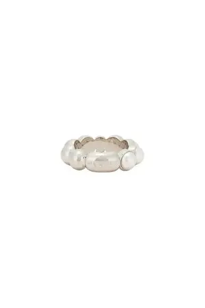 Alexander McQueen Skull & Pearl Ring - Silver