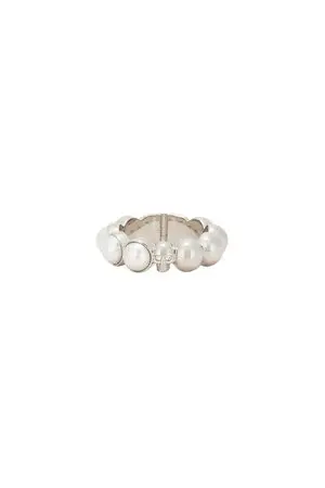 Alexander McQueen Skull & Pearl Ring - Silver