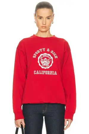 Sporty & Rich California Emblem Crewneck Sweatshirt - Ruby