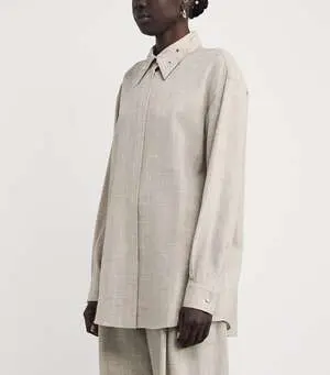 Lafayette 148 New York Wool-silk-linen Embellished Shirt