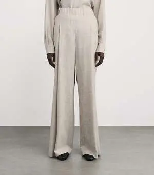 Lafayette 148 New York Wool-cashmere Wide-leg Trousers - Beige