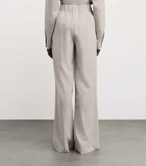 Lafayette 148 New York Wool-cashmere Wide-leg Trousers - Beige