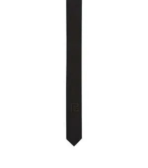 Balmain Virgin Wool Tie With Embroidered Monogram - Black