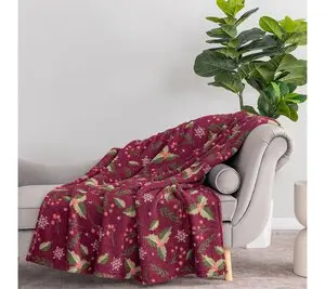 BERKSHIRE BLANKET As Is Berkshire 60x70 Printed Retro Plush Winter Throw - One-color