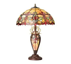 RIVER OF GOODS 24.5' H Amber Stained Glass Tabl E Lamp - One-color