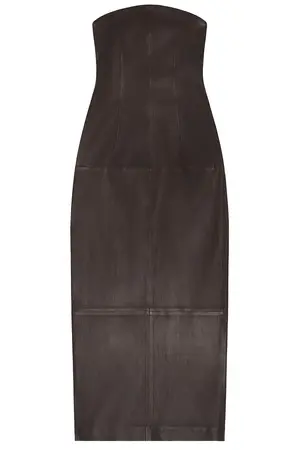 SRG Billy Strapless Leather Dress - Chocolate