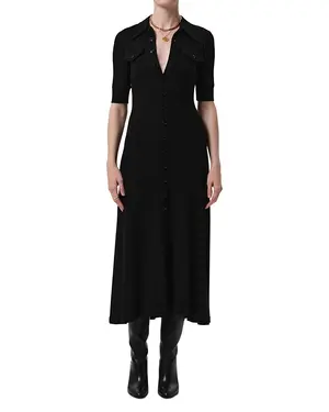 Citizens Of Humanity Amina Polo Ribbed Shirt Dress - Black