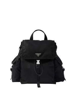 Prada Re-nylon And Leather Backpack - Black