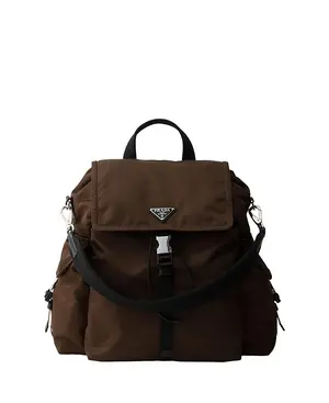 Prada Re-nylon And Leather Backpack - Brown