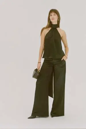 Amanda Uprichard Saddler Hammered Satin Pants