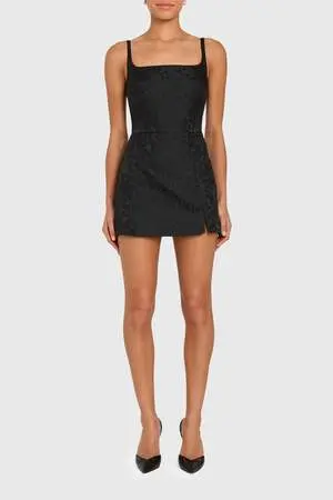 Amanda Uprichard Rhonda Romper In Selene Jacquard - Black