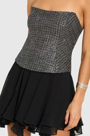 Amanda Uprichard Airess Mini Dress - Black/silver