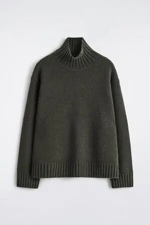 Cos Chunky Cashmere Mock-neck Sweater - Green