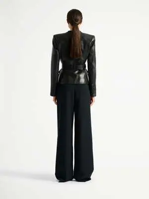 Balmain Belted Lambskin Leather Jacket