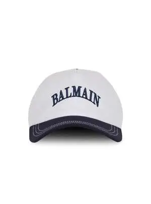 Balmain Embroidered Cotton Cap - Navy