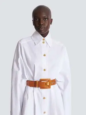 Balmain Anthem Calfskin Leather Belt - Brown