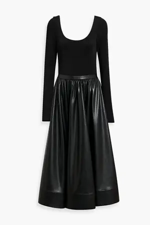 Alice + Olivia Chara Jersey-paneled Midi Dress