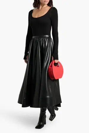 Alice + Olivia Chara Jersey-paneled Midi Dress