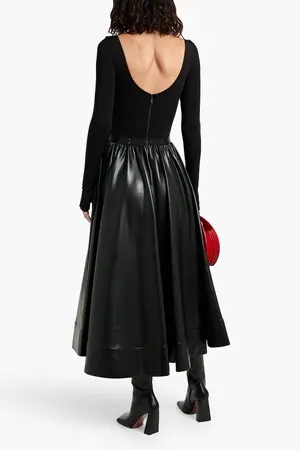 Alice + Olivia Chara Jersey-paneled Midi Dress