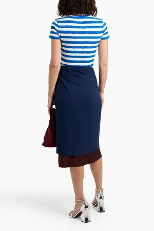 Alice + Olivia Striped Ribbed Cotton-blend Top