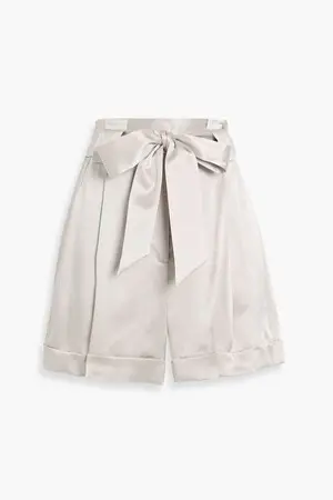 Michelle Mason Silk-satin High-rise Shorts - Light Gray