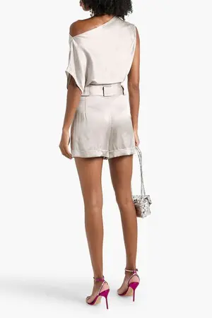 Michelle Mason Silk-satin High-rise Shorts - Light Gray