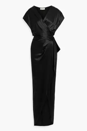 Michelle Mason Wrap-effect Silk-satin Gown - Black
