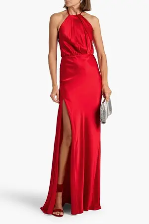 Michelle Mason Draped Cutout Silk-satin Gown - Red
