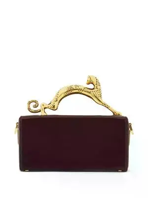 LANVIN Leopard-embellished Patent-leather Mini Bag - Red