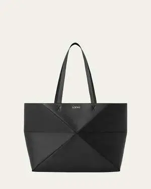 Loewe Puzzle Fold Leather Tote Bag - Black